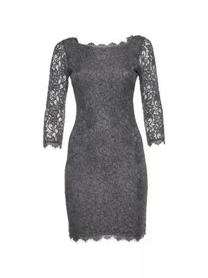 Diane Von Furstenberg Lace Zip-up Mini Dress - Grey