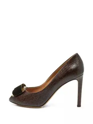 FERRAGAMO Vara Peep-toe Heeled Pumps - Brown
