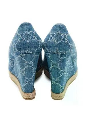 Gucci Charlotte Peep-toe Wedge Pumps - Blue