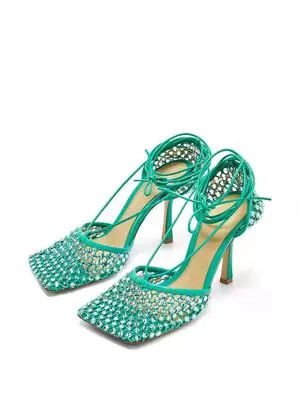 Bottega Veneta Embellished Ankle-wrap Stiletto Pumps - Green