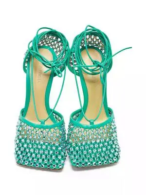 Bottega Veneta Embellished Ankle-wrap Stiletto Pumps - Green