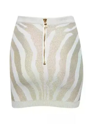 Balmain Mini Zebra-intarsia Metallic-knit Skirt