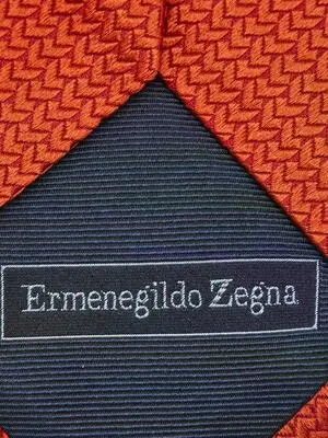 Ermenegildo Zegna Jacquard Silk Neck Tie - Orange