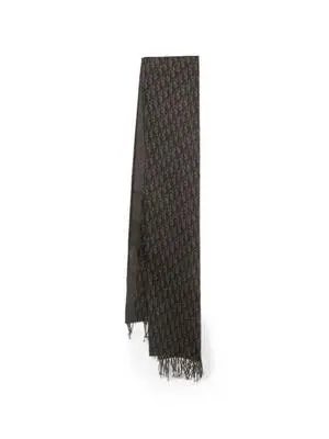 Dior Oblique Tasseled-ends Scarf - Grey