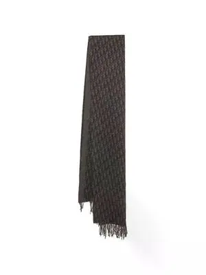 Dior Oblique Tasseled-ends Scarf - Grey