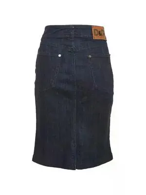 Dolce & Gabbana Dark-wash Denim Straight Midi Skirt