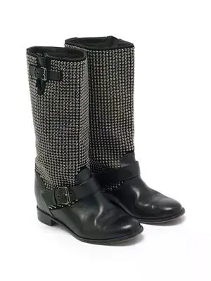 CHRISTIAN LOUBOUTIN Studded Buckle Leather Mid-calf Boots