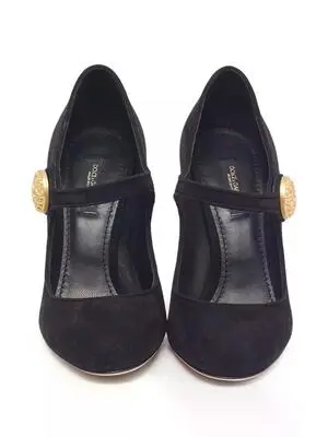 Dolce & Gabbana Suede Logo Button Mary Jane Pumps