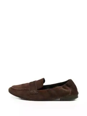 Tory Burch Double T Suede Loafers - Brown