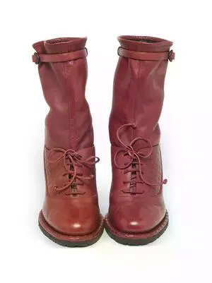 Bottega Veneta Burgundy Intrecciato Wedge Ankle Boots