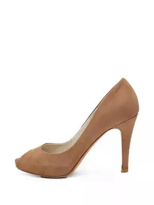 Balmain Leather Peep-toe Pumps - Brown