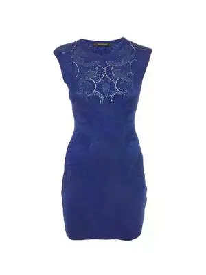 Roberto Cavalli Embroidered Stretch-knit Mini Dress