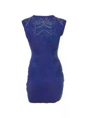 Roberto Cavalli Embroidered Stretch-knit Mini Dress