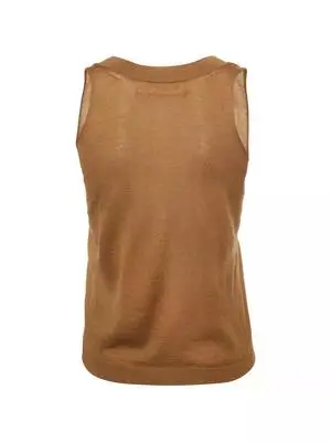 Marni V-neck Sleeveless Cashmere T-shirt - Brown