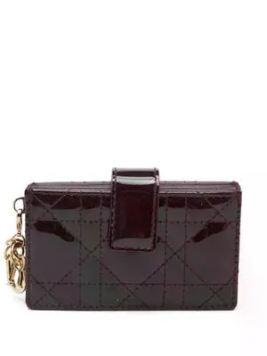 Dior 2021 Gusset Cannage Patent Leather Card Holder - Red