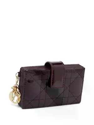 Dior 2021 Gusset Cannage Patent Leather Card Holder