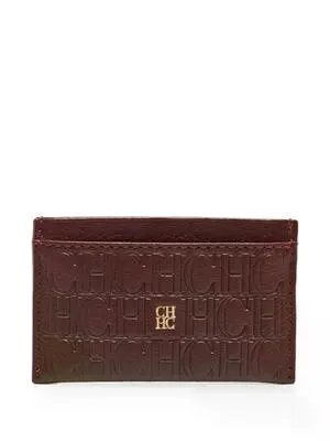Carolina Herrera Monogram Embossed Card Holder - Red