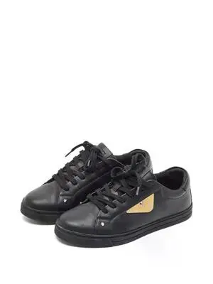 Fendi Leather Monster Eyes Motif Lace-up Sneakers