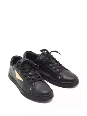 Fendi Leather Monster Eyes Motif Lace-up Sneakers