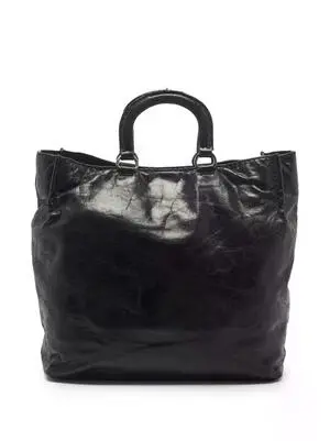 Prada Distressed Leather Tote Bag - Black