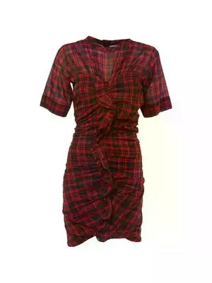 ISABEL MARANT VINTAGE Plaid-pattern Ruched Mini Dress