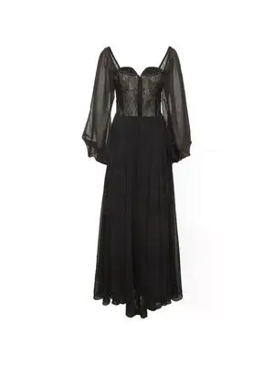 JULEA DOMANI Lace-detail Maxi Dress - Black