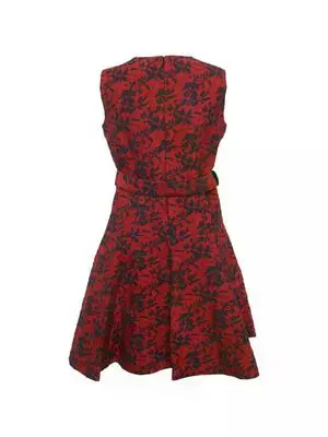 Carolina Herrera Floral Jacquard Belted Mini Dress - Red