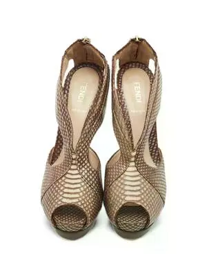 Fendi Python-texture Cut-out Sandals