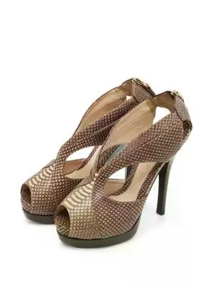 Fendi Python-texture Cut-out Sandals