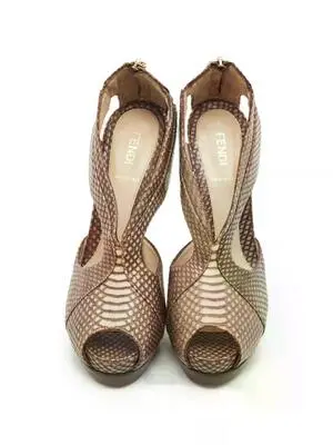 Fendi Python-embossed Leather Cut-out Stiletto Sandals