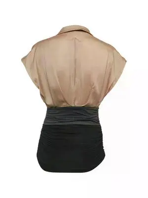 Paule Ka Ruched Satin-panel Top