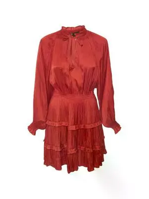 Maje Pleated Ruffle Mini Dress