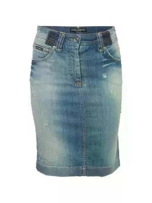 Dolce & Gabbana Faded Denim Pencil Skirt