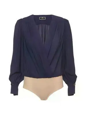 Elisabetta Franchi Draped Long-sleeve Bodysuit - Blue