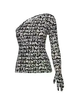 Vetements Logo-print One-shoulder Top - Black