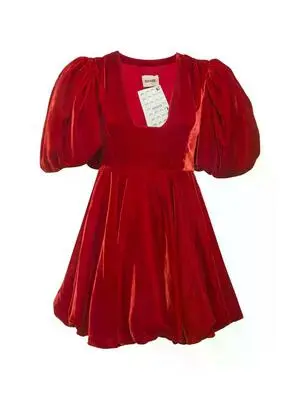 Khaite Leona Puff-sleeve Mini Dress - Red