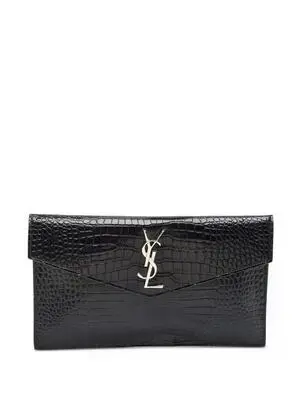 Saint Laurent 2020 Uptown Croc-embossed Clutch Bag