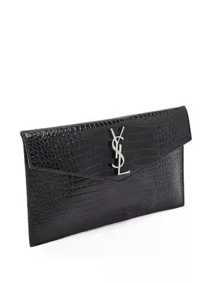 Saint Laurent 2020 Uptown Croc-embossed Clutch Bag