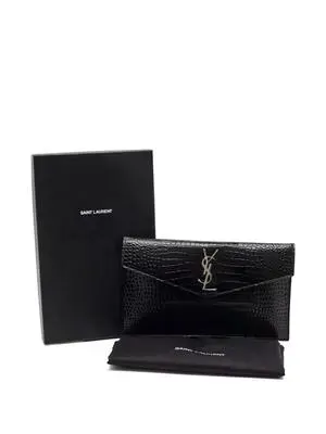 Saint Laurent 2020 Uptown Croc-embossed Clutch Bag