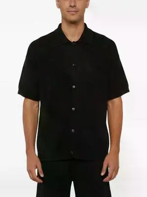 Amiri Sheer-panel Knit Shirt And Shorts Set - Black