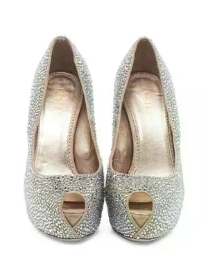 LE SILLA Crystal-embellished Peep-toe Pumps