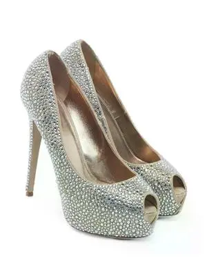 LE SILLA Crystal-embellished Peep-toe Pumps