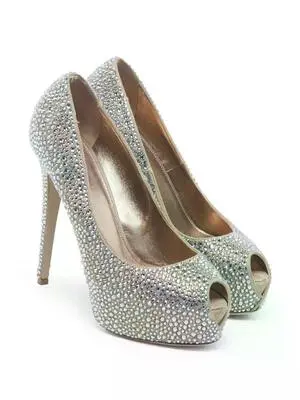 LE SILLA Crystal-embellished Peep-toe Pumps