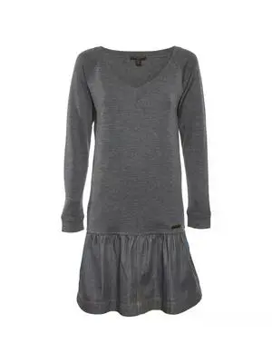 LOUIS VUITTON Denim-skirt Panelled Mini Dress - Grey