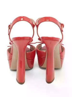 Miu Miu Patent Leather Bow Detail Platform Sandals