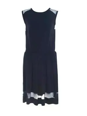Red Valentino Lace-panel Pleated Sleeveless Mini Dress - Blue