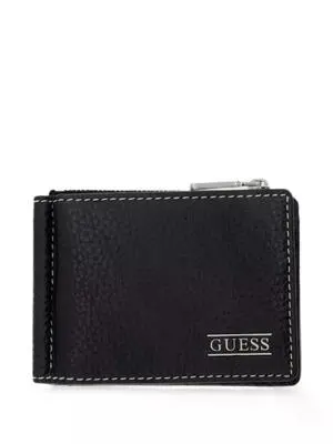 Guess Boston Logo-plaque Pebbled-leather Wallet - Black