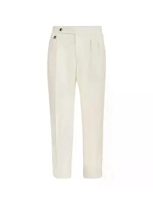Brunello Cucinelli Garment-dyed Cotton Corduroy Trousers With Reversed Double Pleats - Neutrals