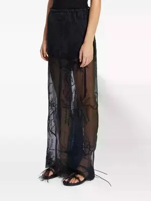 ANN DEMEULEMEESTER Embroidered Crepon Skirt