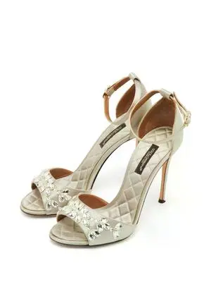 Dolce & Gabbana Crystal-embellished Ankle-strap Sandals - Silver